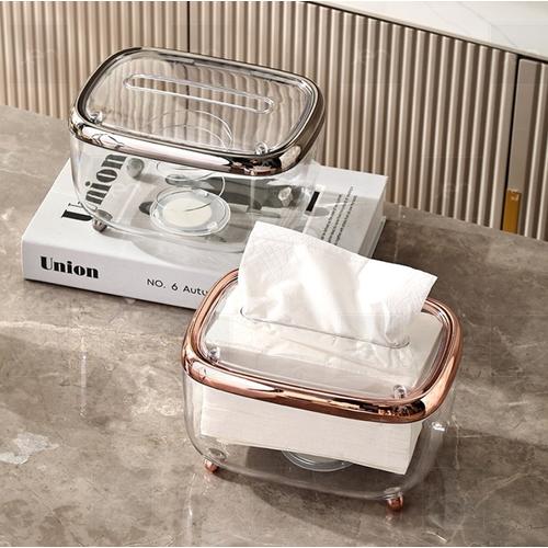 Jual Transparent Gold Silver Rim Aesthetic Tissue Box / Kotak Tisu ...