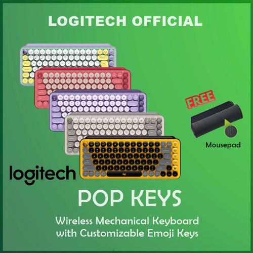 Promo Logitech POP Keys Wireless Mechanical Emoji Keyboard - Lavender ...
