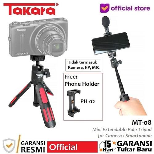 Jual Takara MT-08 Extendable Mini Tripod Selfie Stick for Camera, HP, etc - Tripod Only - Kota ...