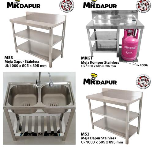 Jual Paket 2 Meja Kerja 3 rak MS3 ; Double Sink Kran dan Meja Kompor MKGT - Jakarta Barat - MEJA ...