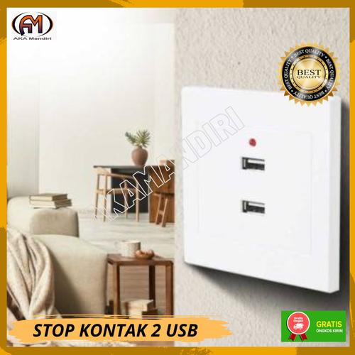 Jual Stop Kontak Colokan Dinding 2 Port USB Wall Socket 2.1A - Putih ...