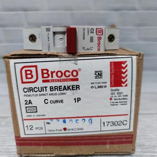 Jual MCB BROCO 2A C2 2 AMPERE 1P 17302C MINI CIRCUIT BREAKER - Kota ...