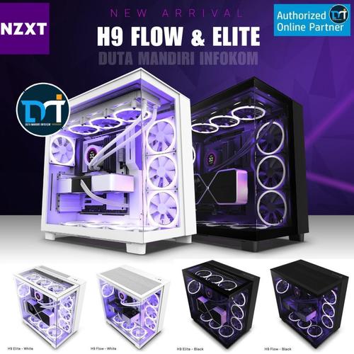 Promo NZXT H9 Flow I Elite - Dual-Chamber Mid Tower ATX Airflow Gaming Case - H9 ELITE BLACK ...