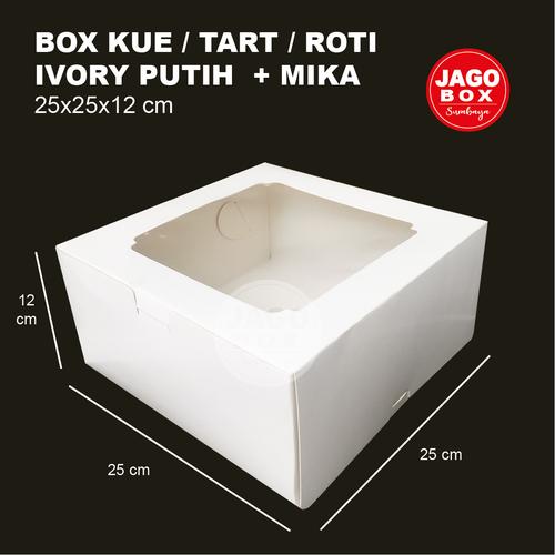 Jual BOX KOTAK DOS KUE / ROTI / TART 25x25x12 cm TEBAL + MIKA - Putih ...