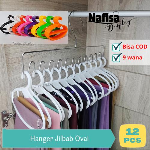 Jual Hanger Gantungan Jilbab Display Hijab Oval Lusinan - Hitam - Kota ...