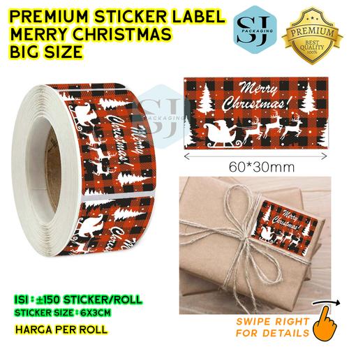 Jual Merry Christmas Sticker Kotak Label Stiker Besar Premium 1 Roll ...