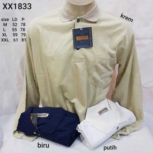 Jual kaos kerah krah pria lengan panjang polo shirt polos bagus tebal ...