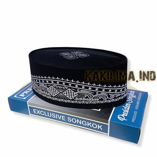 Jual Peci Songkok Kopiah Hitam Motif Batik Silver Sablon Tinggi 9 ...