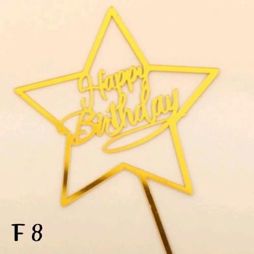 Jual Topper Happy Birthday Bintang Emas Akrilik, Topper Star Happy ...