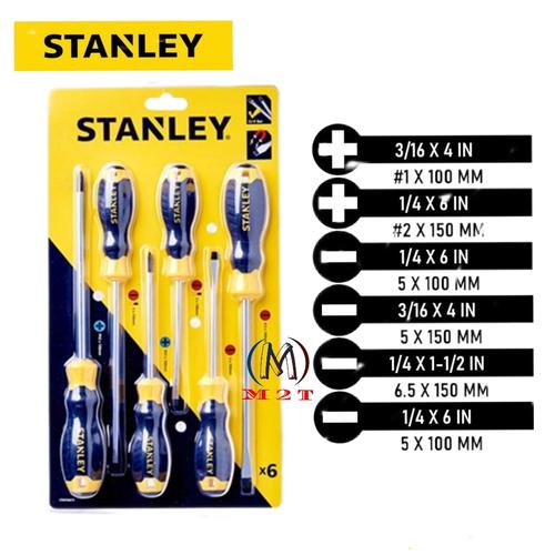 Promo Stanley STMT66672 6pcs Cushion Grip Screwdriver / Obeng Set Plus ...