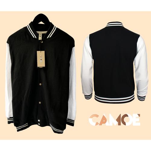 Jual Camoe Jaket Varsity Baseball Polos Premium Hitam Putih - M ...