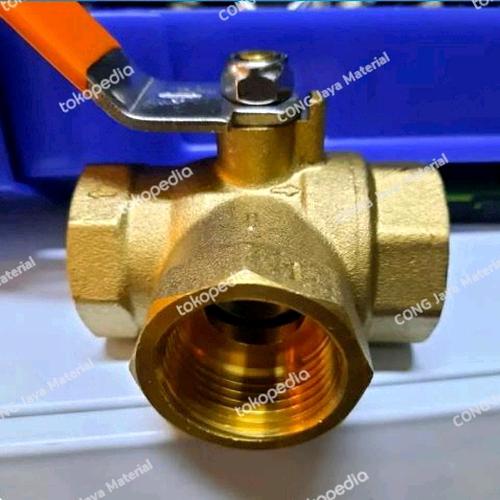 Jual Ball Valve Three Way Kuningan 1/2" inch - Ball Valve 3 Way Bronze ...