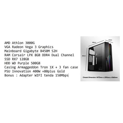 Jual Komputer PC Rakitan Gaming Editing Desain AMD APU Athlon 3000G ...