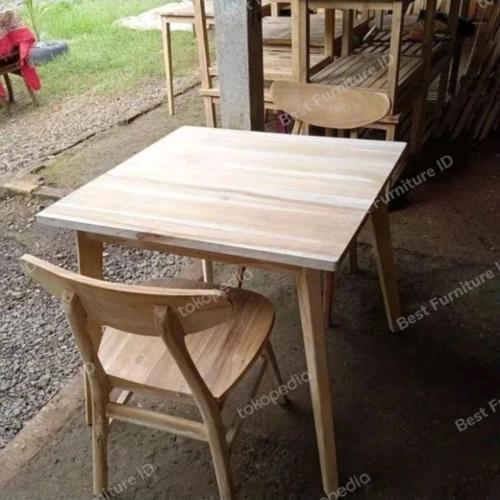 Jual Meja Makan Cafe Minimalis 2 Kursi Ropan Jati - Non Finishing, Meja ...