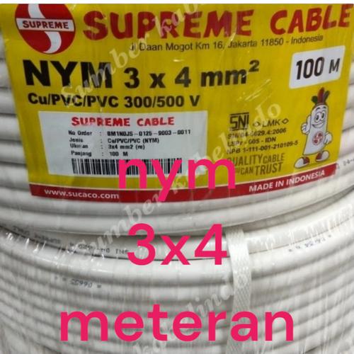 Jual supreme kabel cable listrik tunggal nym 3 x 4mm sni per METER ...