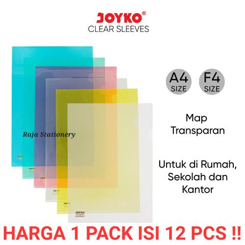 Jual JOYKO CLEAR SLEEVE A4 F4 MAP L BENING JOYKO FOLIO FILE FOLDER ...
