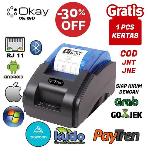 Jual okay thermal printer 58d digit-up 58d printer bluetooth themal ...