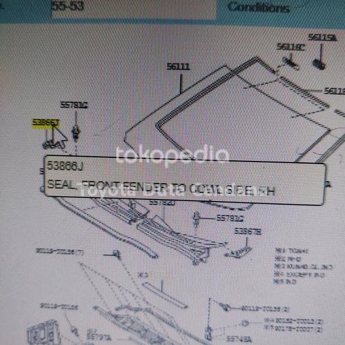 Jual PO SEAL , FRONT FENDER TO COWL RH, SEAL BAGIAN KANAN COWL INNOVA ...