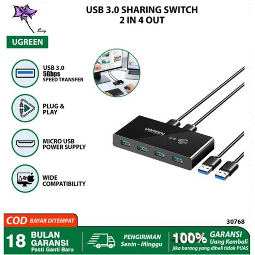 Jual Ugreen USB Switch Selector 4 Usb Share 4 Port Hub for 2 PC 2 Laptop - Kota Tangerang ...