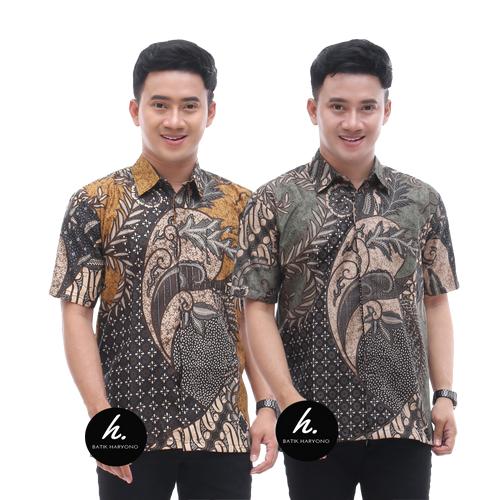 Jual Baju Batik Pria Kemeja Lengan Pendek Seragam Kerja Terbaru BU003 ...