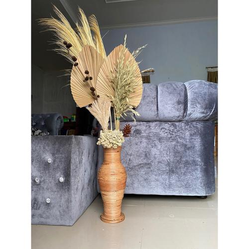 Jual Paket Bunga Rustic Dengan Pot | Daun Palem Kering | Dekorasi Rumah ...