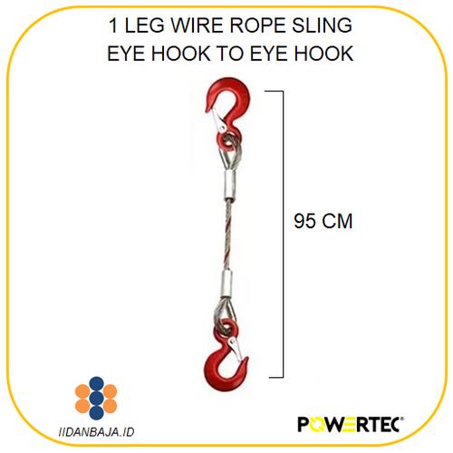 Jual 1 LEG WIRE ROPE SLING + EYE HOOK TO EYE HOOK 10 MM X 95 CM X 1 T ...