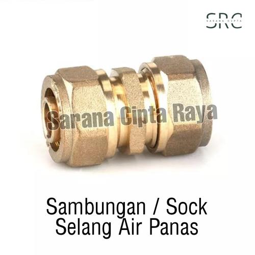 Jual Sok Lurus Sambungan Selang Air Panas Kuningan 1/2 Socket Selang 1/ ...