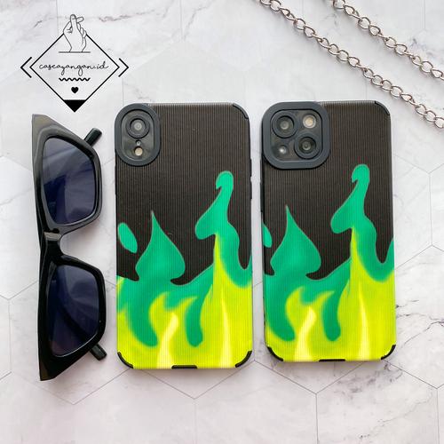 Promo Green Flame Case IPhone 7 8 PLUS SE X XS XR 11 12 13 14 MINI Aesthetic - 13PROMAX ...