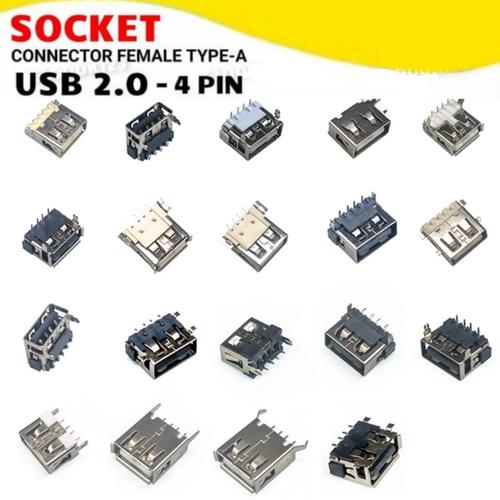 Jual Socket USB Tipe A Female Konektor Soket Pcb USB SMT 4 Pin AF 13.6 ...