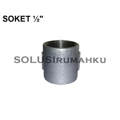 Jual Soket Galvanis 1/2” Socket Drat Sambungan Lurus Besi Galv 1/2 Inch ...