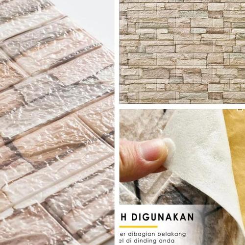 Jual wallpaper dinding 3d foam motif batu alam / wallsticker dinding 3d ...