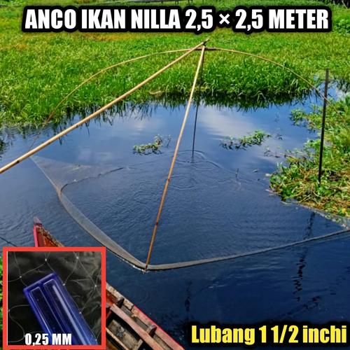 Jual Sirib ikan / Jaring anco lubang 1 1/2 inchi ukuran 2,5 meter ...