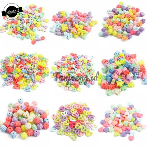 Jual Manik Mote Akrilik Warna Pastel Aneka Bentuk Pita Kupu Manik Bunga ...