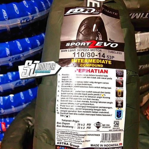 Jual Ban Luar FDR - SPORT ZEVO ULTIMATE 110/80 - 14 Tubeless - Kota ...