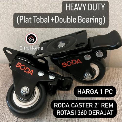 Jual Roda Caster Rem 2" Heavy Duty/Plat Tebal+Double Bearing - Kota ...