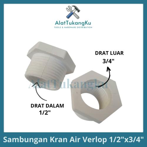 Jual Vlok Drat/Plok Ring PVC/Verlop Sambungan Plastik Kran Drat 1/2" x ...