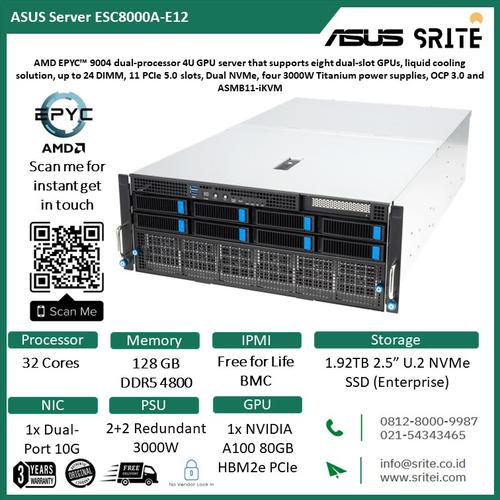Jual Asus GPU Server 4U AMD Genoa Gen 4 32 Cores 128GB 4TB nVIDIA A100 ...