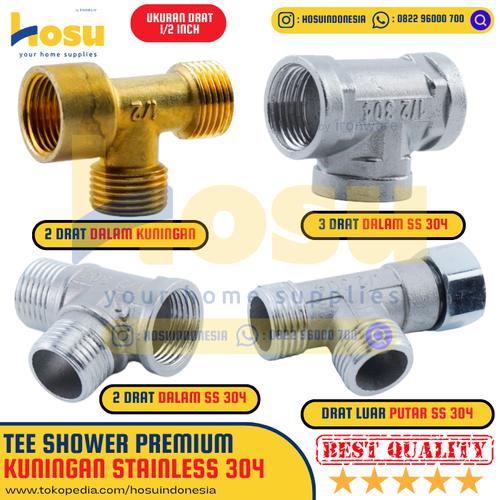 Promo Nepel Tee Shower Closet Stainless 304 Kuningan T Cabang Drat Kran ...