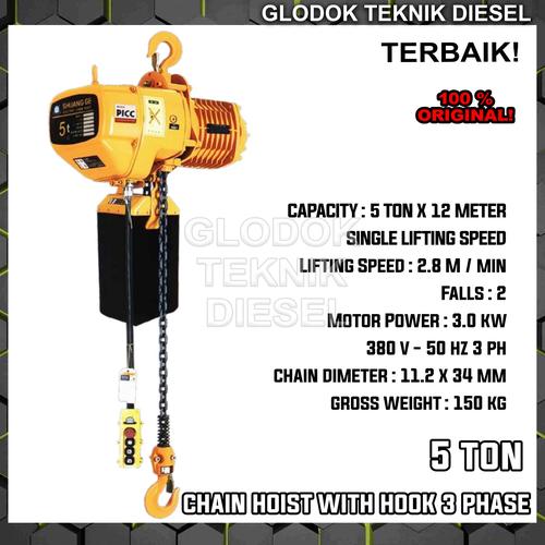 Jual Electric Chain Hoist 5 Ton x 12 Meter Takel Rantai 3 Phase ...