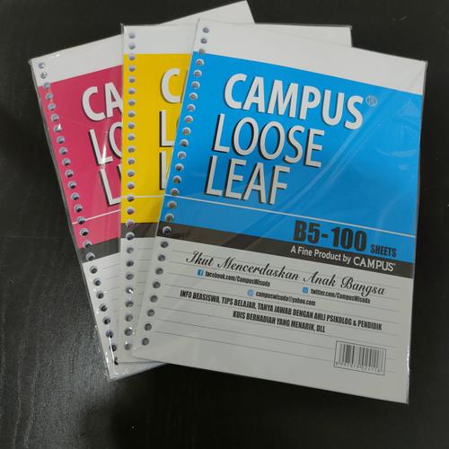 Jual Campus Loose Leaf B5 100 Sheets Kertas Loose Leaf Ukuran B5 18.2 ...