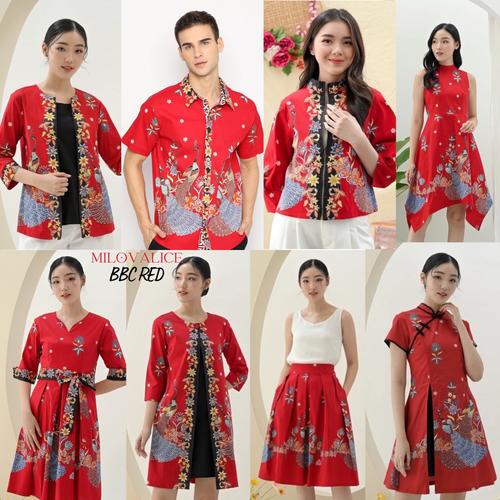 Jual BATIK MERAH COUPLE KELUARGA FAMILY - BAJU IMLEK SINCIA - RED ...