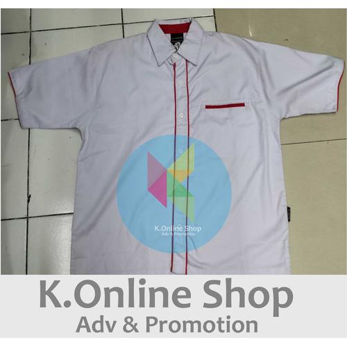 Jual kemeja putih lis merah polos seragam baju putih lis merah pendek ...
