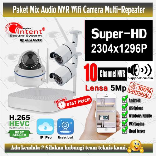 Jual Paket 3 Camera Mix Audio-No Audio Wifi NVR Kit Multi-Repeater Lens ...