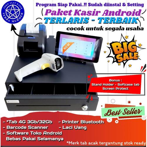 Jual Paket mesin kasir android toko warung apotek distro salon kosmetik atk - TAB & SCANNER ...