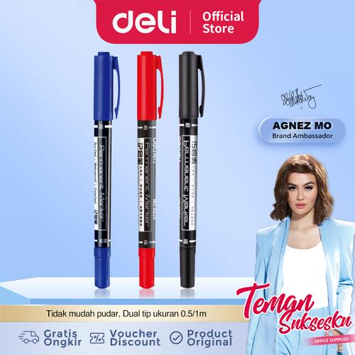 Jual Deli Spidol Double Tip Ujung Pena Ganda ukuran 0,5/1mm12pcs/Kotak ...