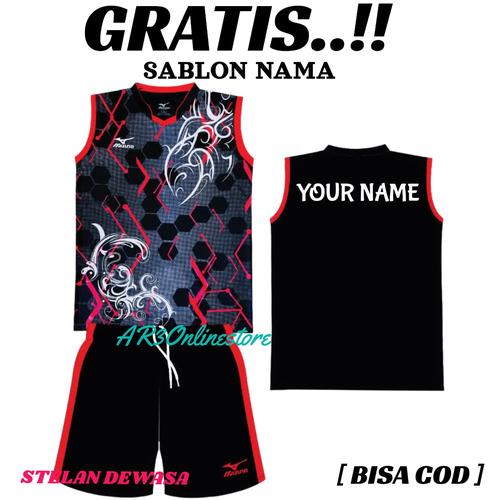 Jual ( FREE SABLON NAMA ) Baju olahraga pria/wanita voli basket ...
