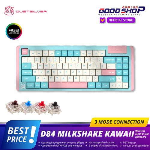Promo DUSTSILVER Blue Pink Milkshake Kawaii RGB Backlit Wireless ...