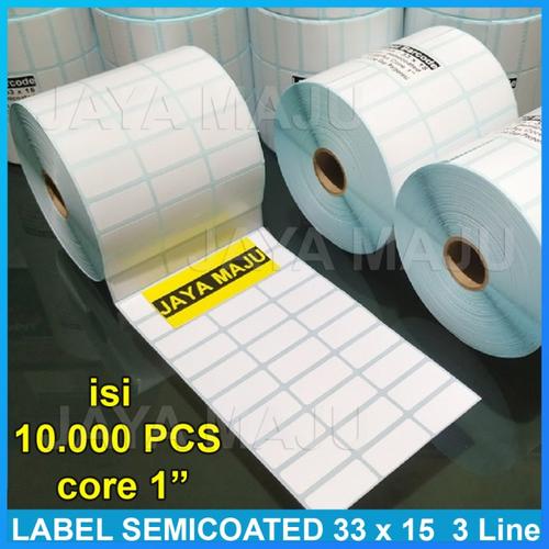 Jual LABEL BARCODE 33 X 15 (3 LINE) - STICKER LABEL SEMICOATED ...