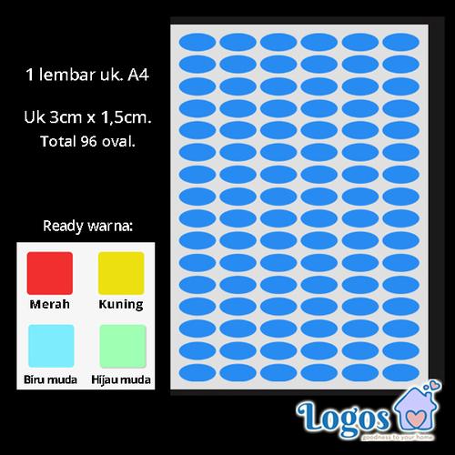 Jual Stiker oval sticker ellips bulat lonjong warna warni marking label ...