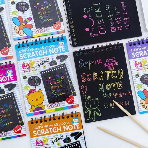 Jual SCRATCH NOTE / BUKU MAGIC WARNA / BLACK CARDBOARD MINI / SCRATCH ...